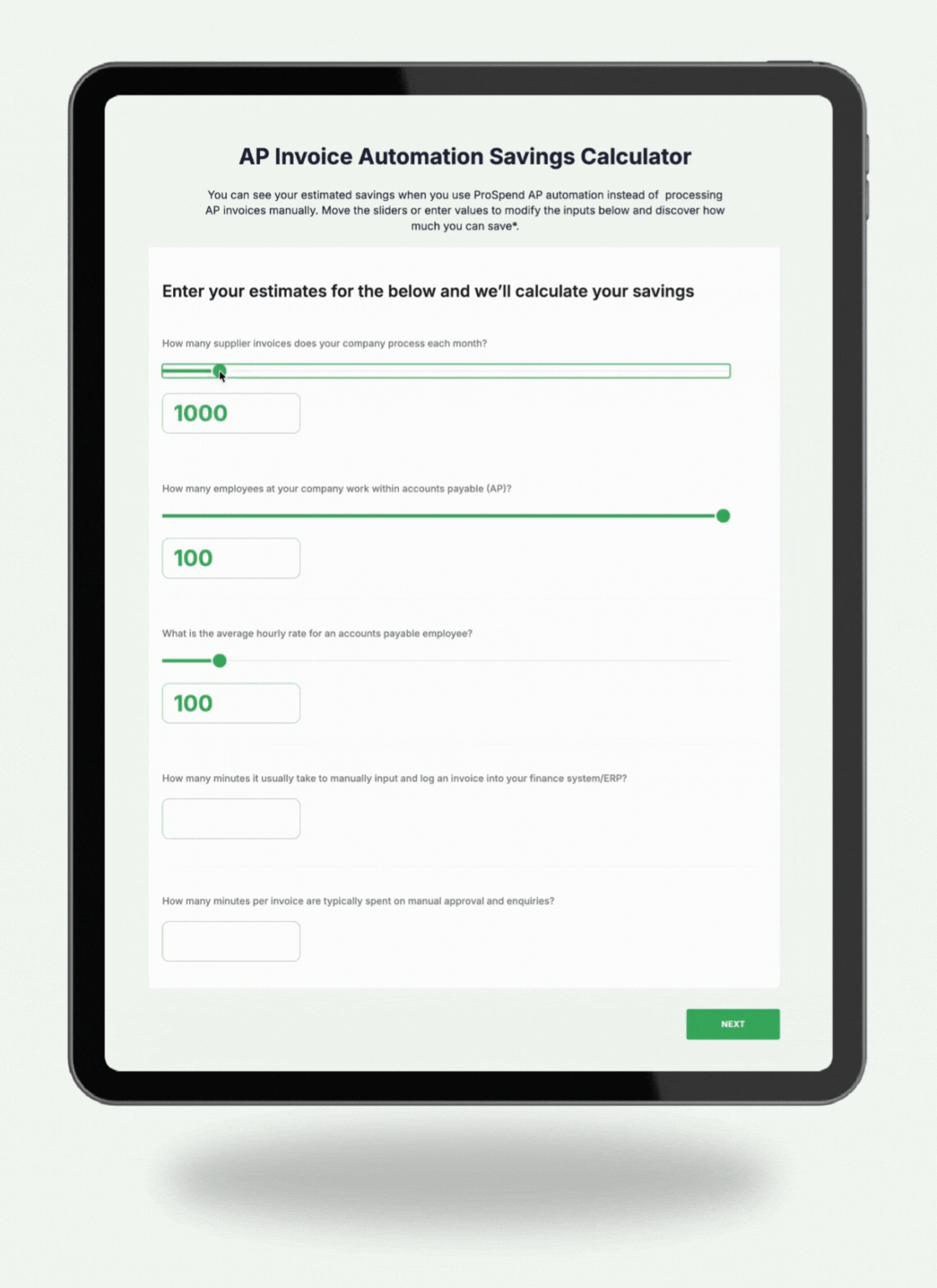 ProSpend AP Invoice Automation Savings Calculator
